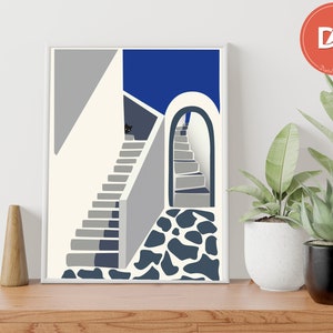 Printable Wall Art, Greece Poster, Minimalist Mediterranean, Digital ...