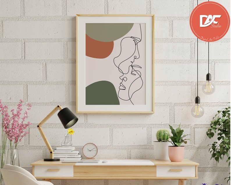 Boho Line Art, One Line Art, Love of Woman and Man, Printable Wall Art ...