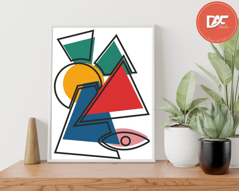 Printable Wall Art, Geometric Art Poster, Colourful Art Print, Digital ...