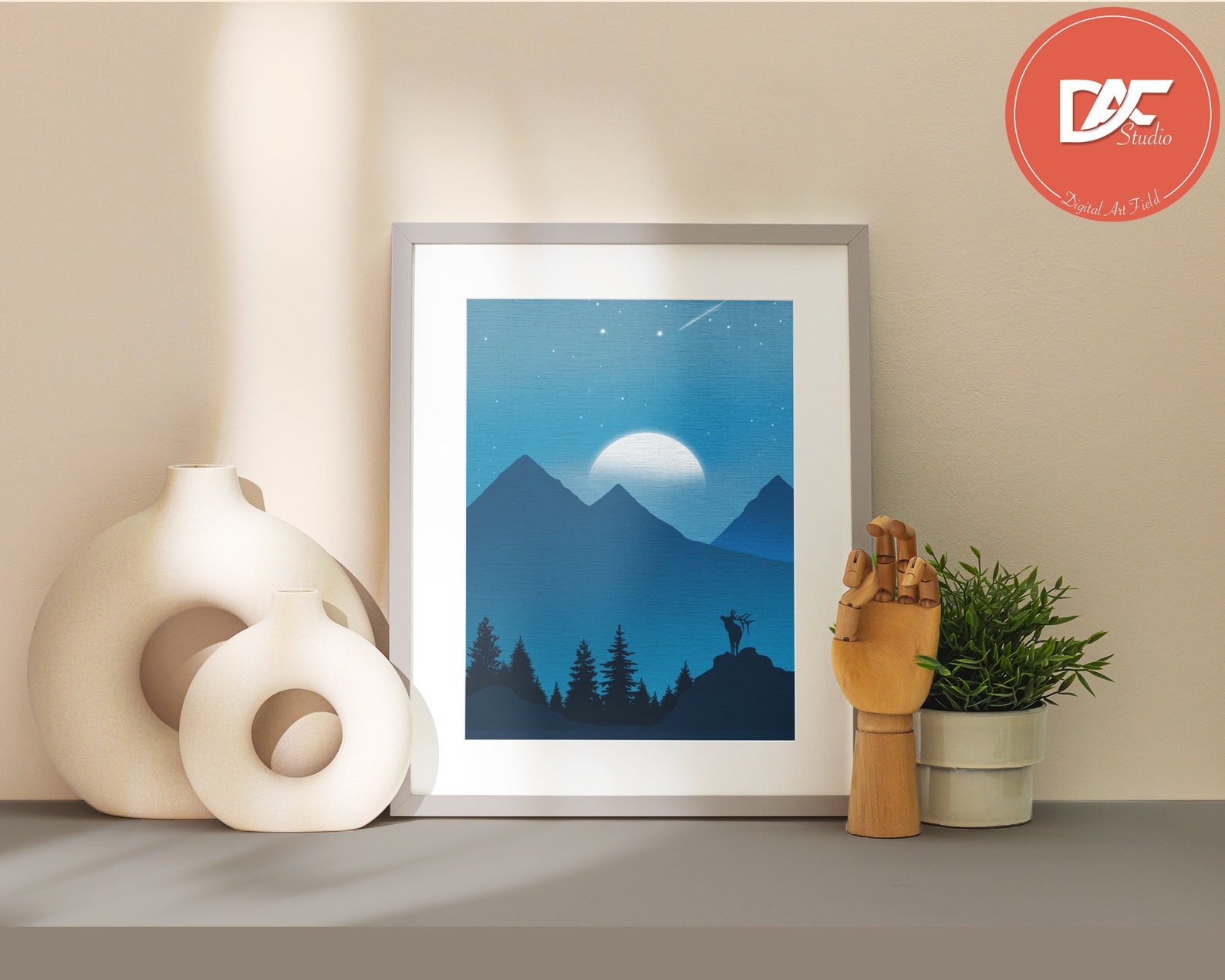 Printable Wall Art, Blue Moon Landscape Poster, Digital Download - Etsy