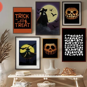 Gallery Wall Set of 6 Prints, Halloween Poster, Halloween Wall Set ...