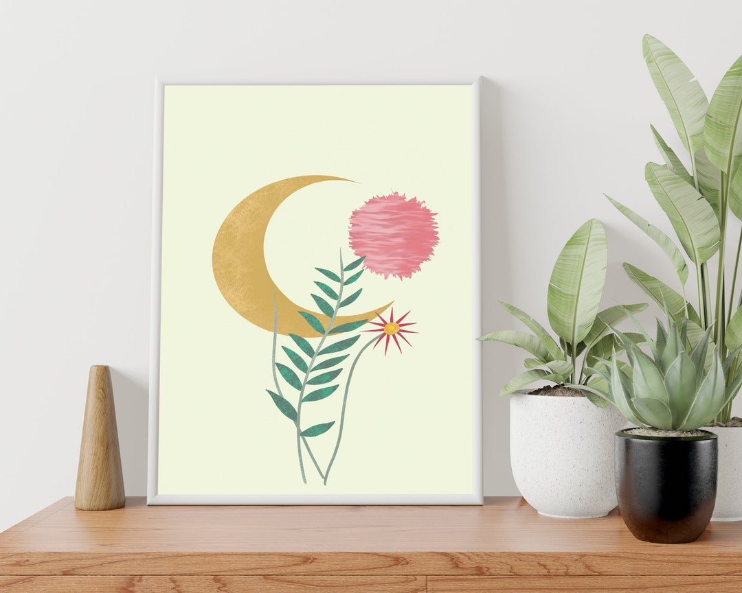 Boho Floral Prints Art, Boho Flower Printable Wall Art, Digital ...