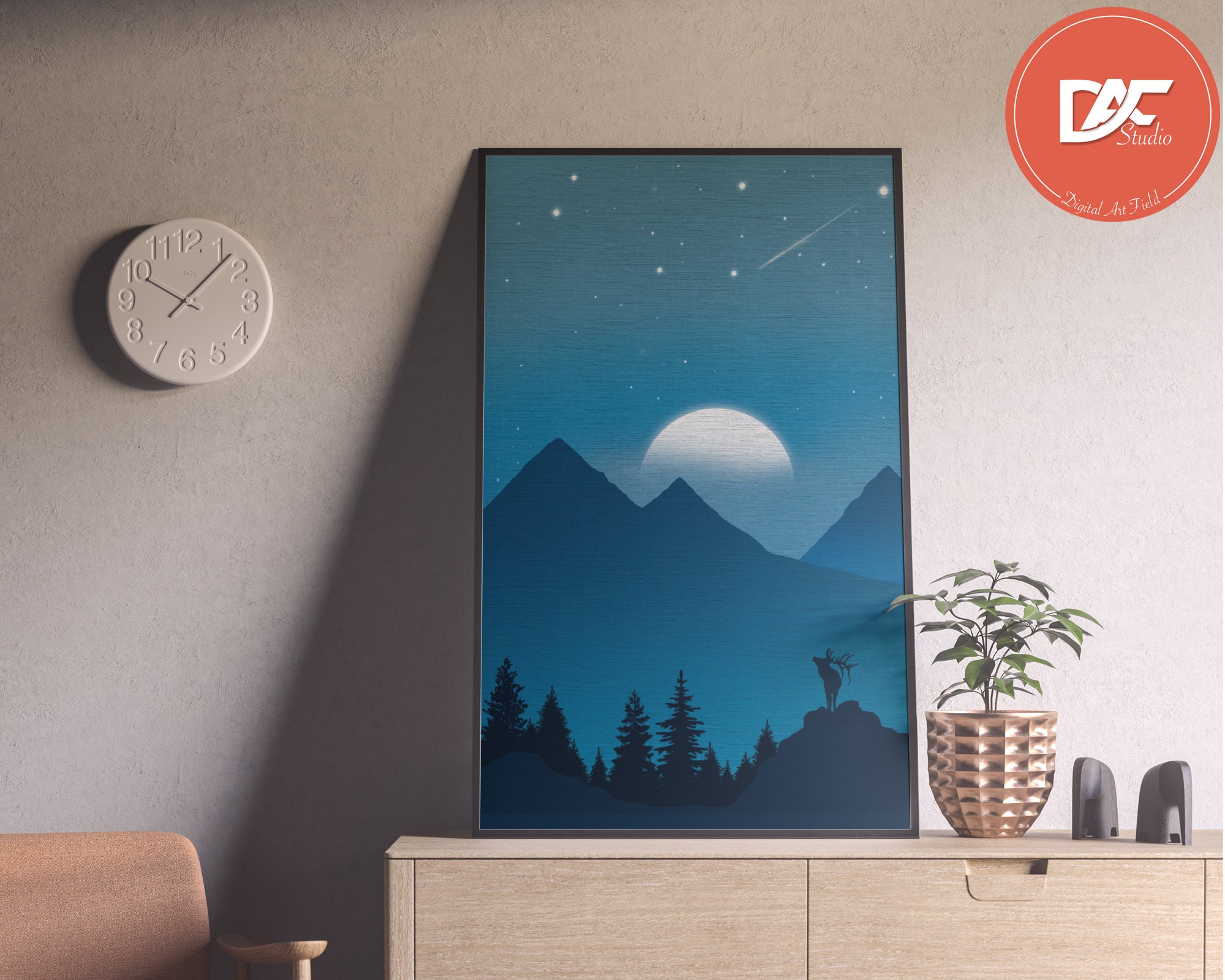 Printable Wall Art, Blue Moon Landscape Poster, Digital Download - Etsy