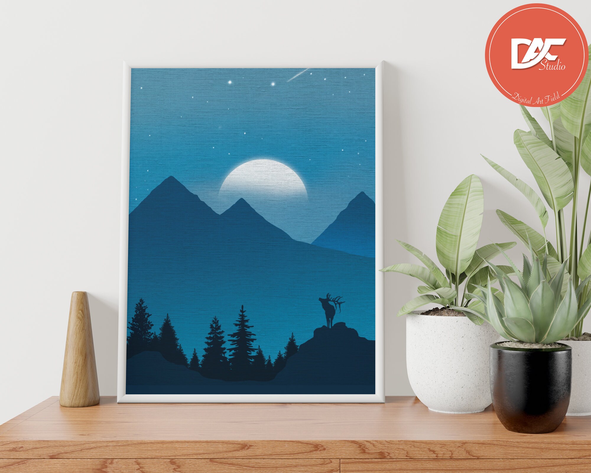 Printable Wall Art, Blue Moon Landscape Poster, Digital Download - Etsy