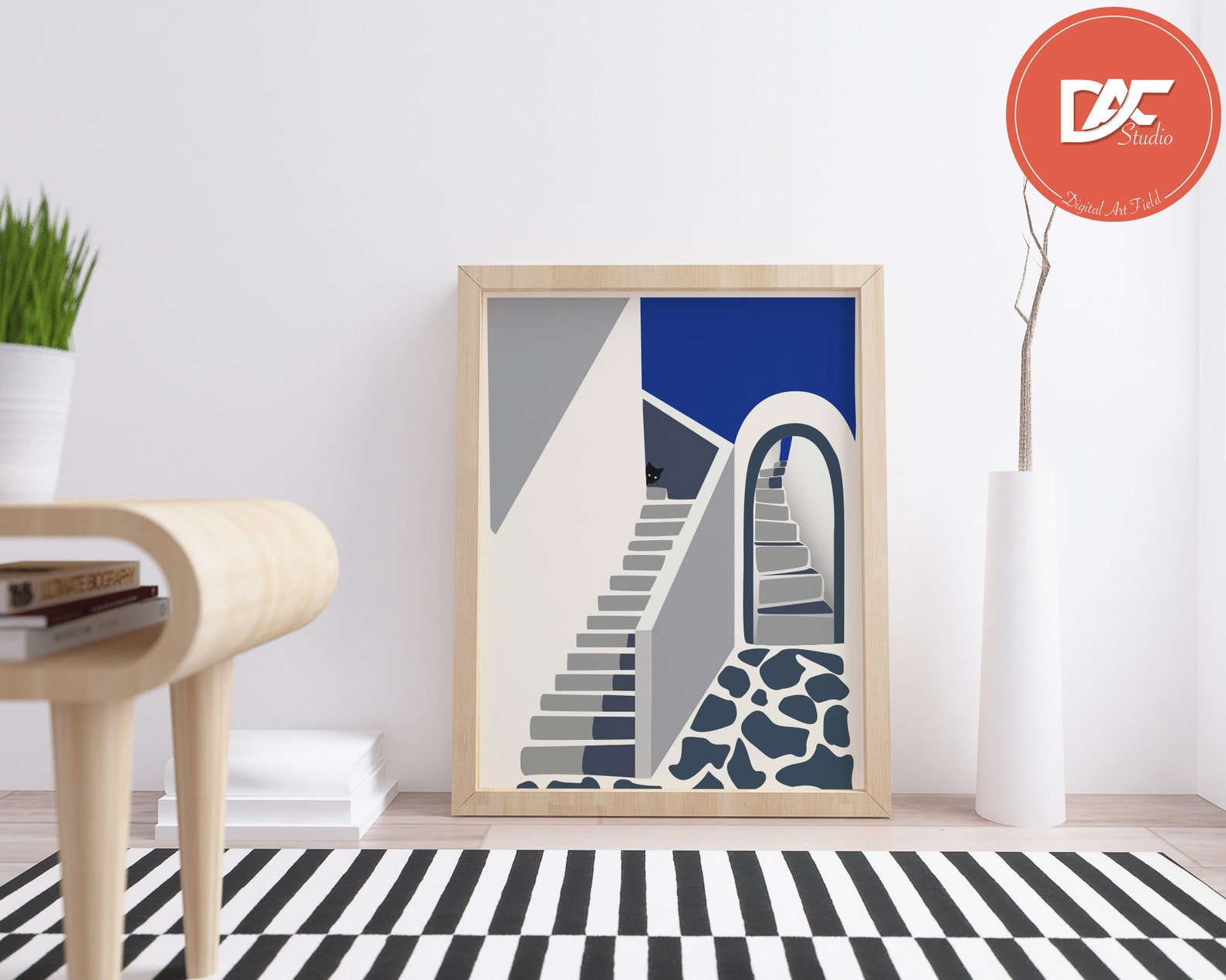 Printable Wall Art, Greece Poster, Minimalist Mediterranean, Digital ...