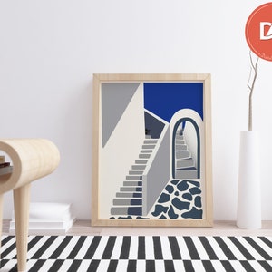 Printable Wall Art, Greece Poster, Minimalist Mediterranean, Digital ...