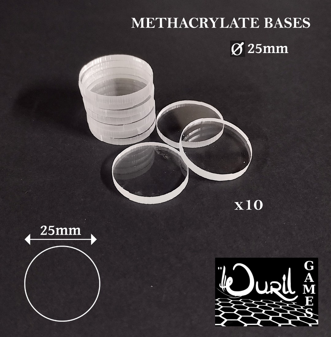 25mm Round Bases. 3mm Thick Methacrylate Bases. Pack of 10 25mm Bases ...