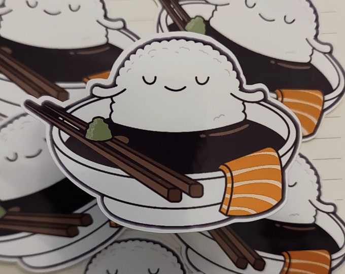 Kawaii Sushi Sticker, Waterproof Sticker, Deconstructed Sushi Sticker ...