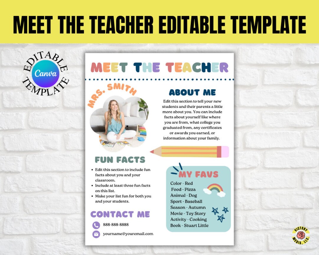 Meet the Teacher Editable Template Digital Download Editable Teacher ...