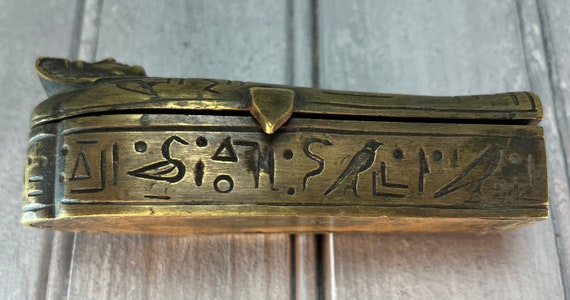 Brass Egyptian Mummy Sarcophagus Box - Gem
