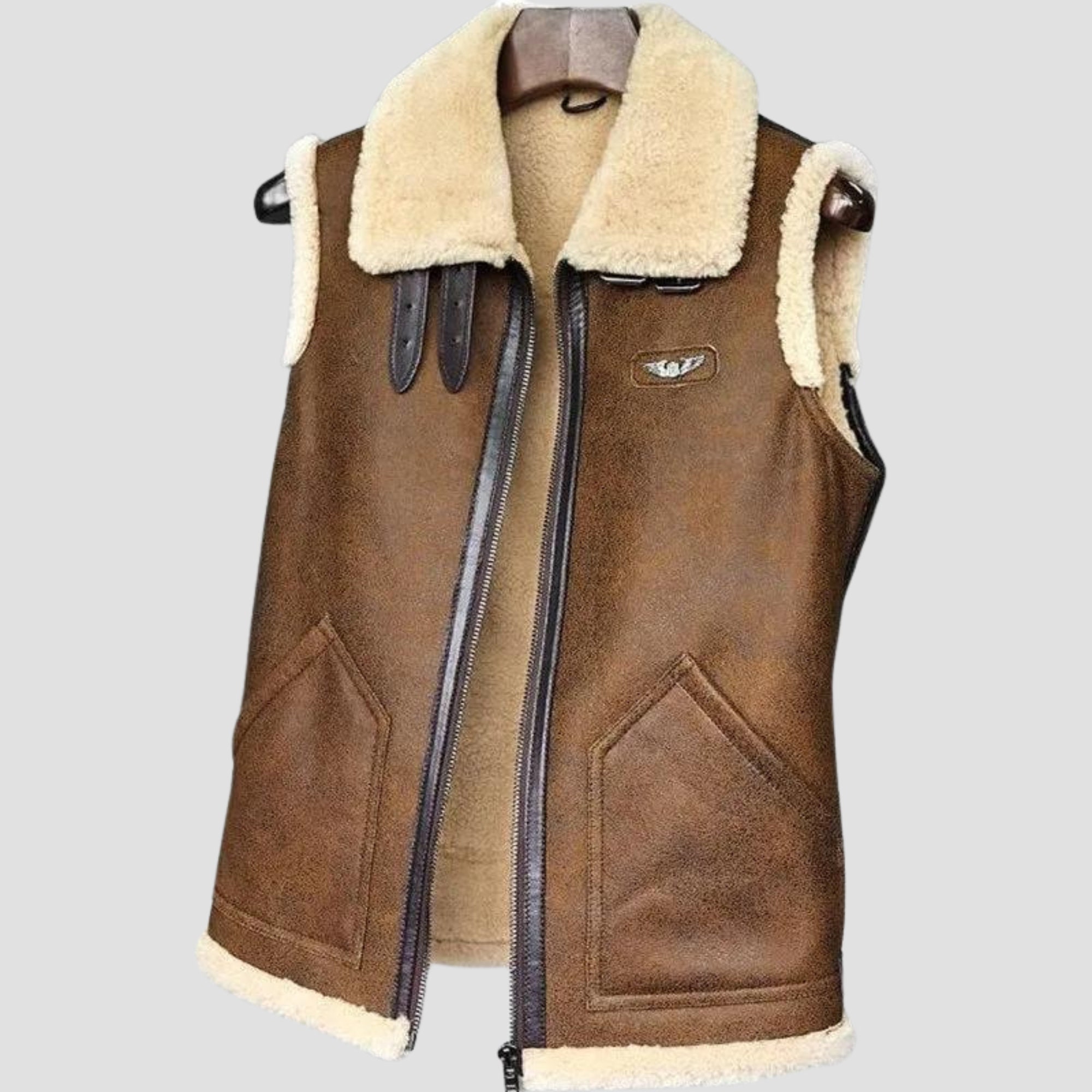 Brown Shearling Vest, Sheepskin Shearling Vest, Brown Leather Vest Mens ...