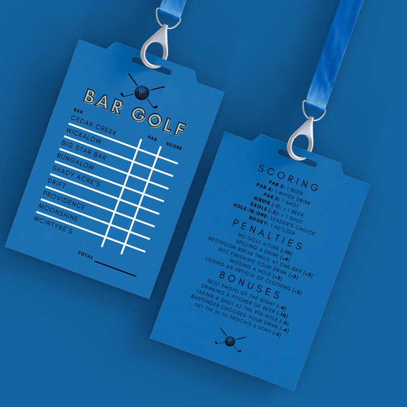 Modern Bar Golf Score Card Template | Pub and Bar Crawl Invitation ...
