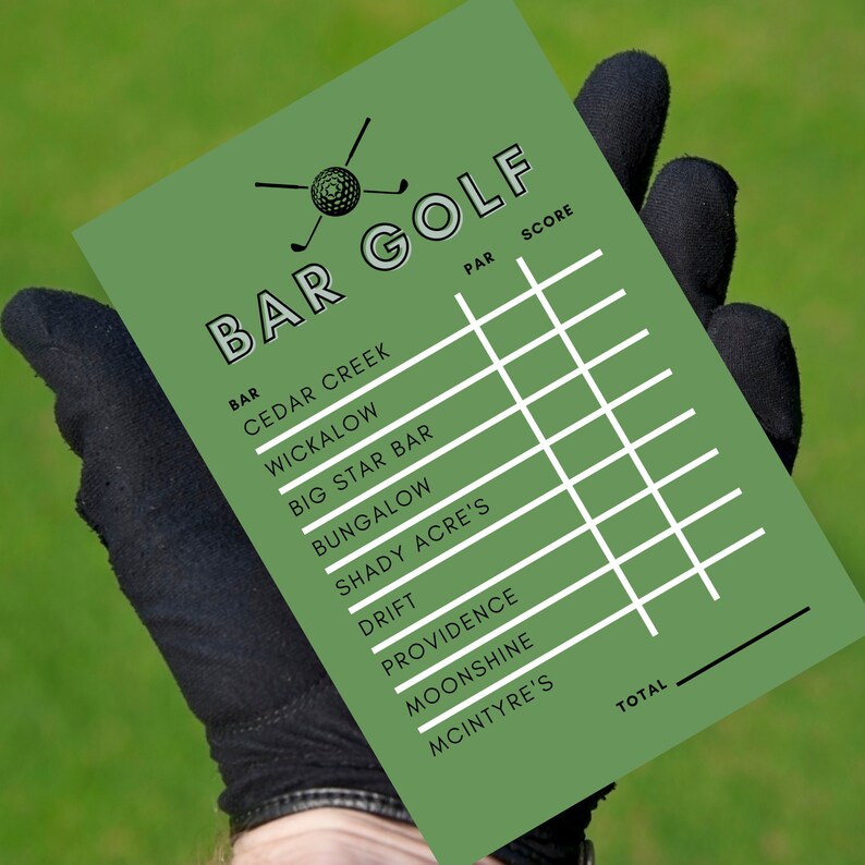 Modern Bar Golf Score Card Template | Pub and Bar Crawl Invitation ...