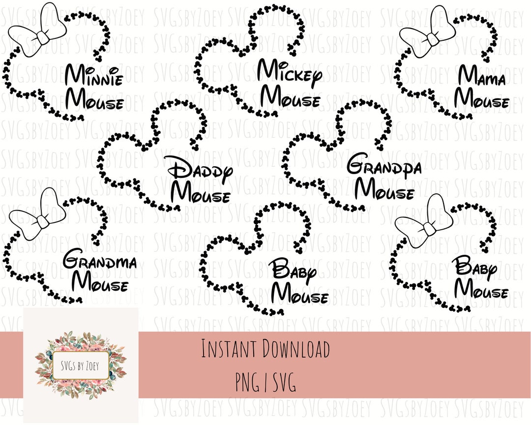 Mama Mouse Svg, Baby Mouse Svg, Grandma Mouse, Daddy Mouse, Grandpa ...