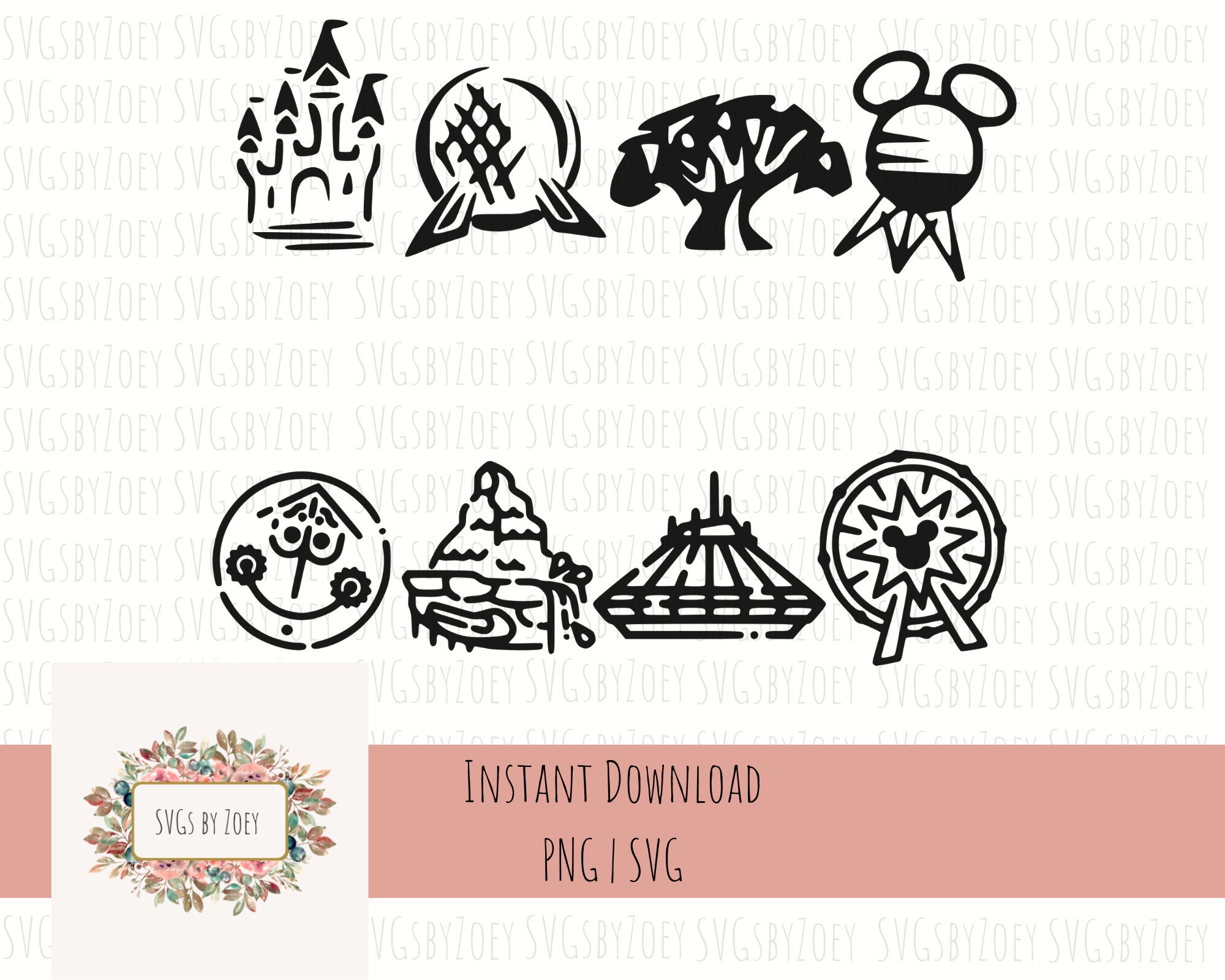 Park Icons SVG, WDW Svg, Theme Park Icons, Svg Cut File, Digital ...
