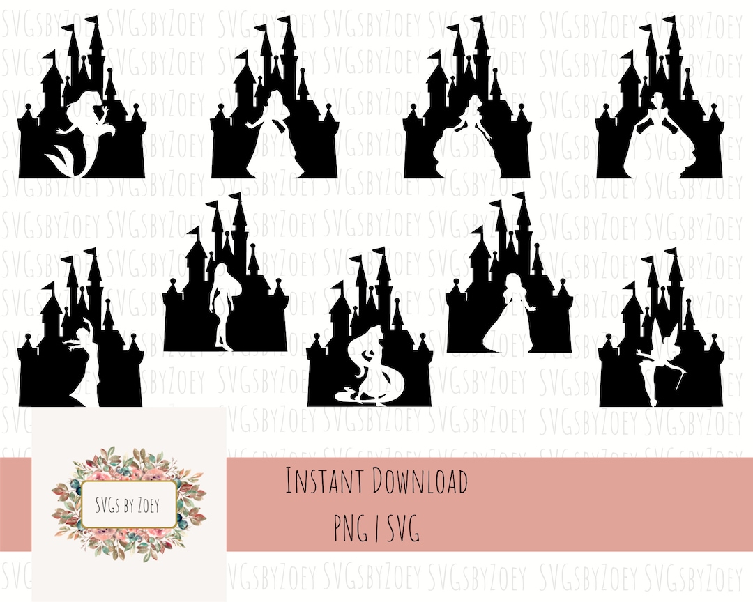 Castle Svg Bundle, Castle Clipart, Magic Kingdom SVG, Princess SVG, Cut ...