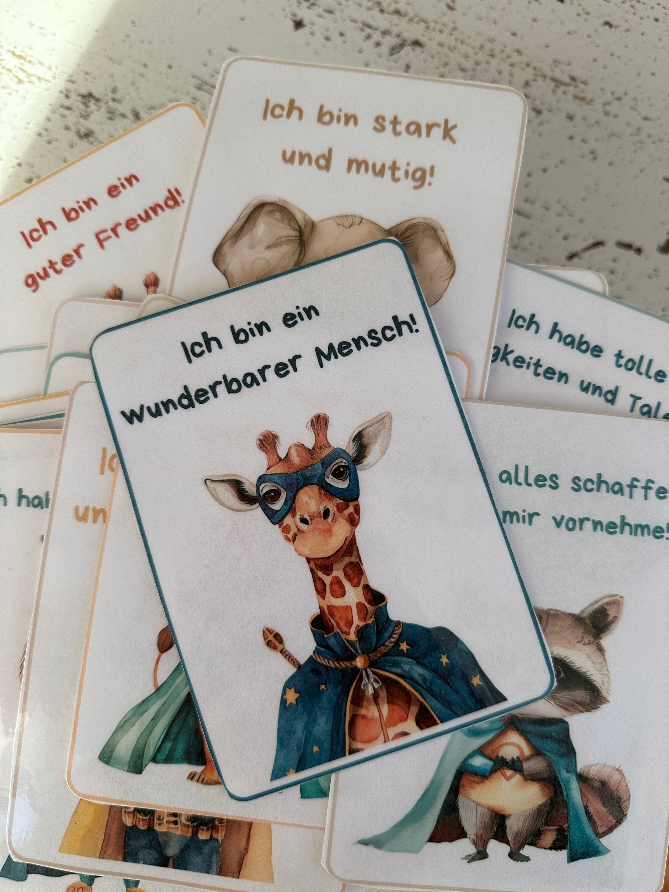 Set of 28 Affirmation Cards for Children, Animal Superhero Cards ...