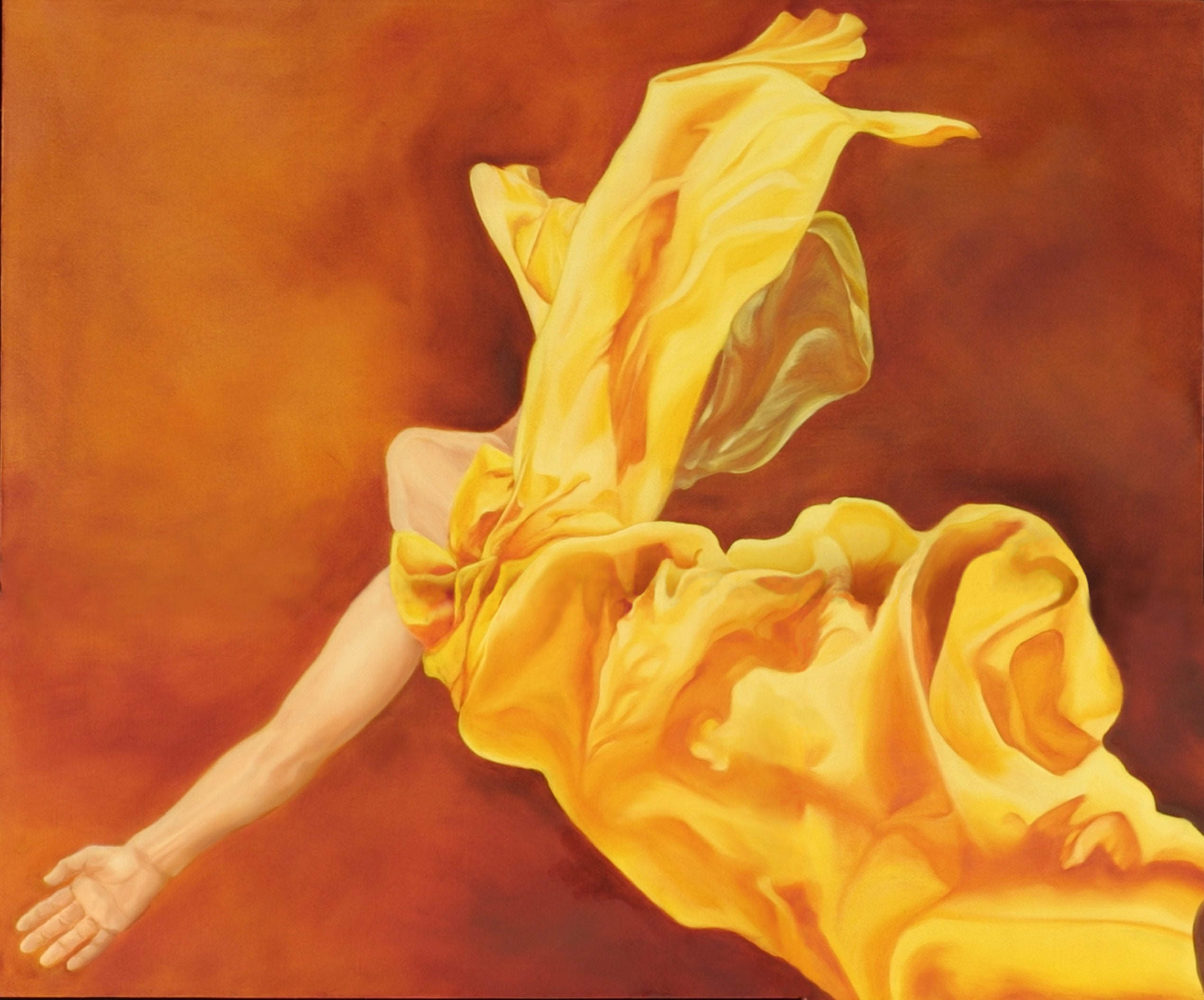 Female Figure Floating Print, Modern Bohemian Figurative Art, Realistic ...