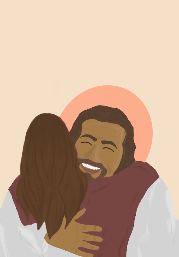 Cartoon Jesus Hugging Someone