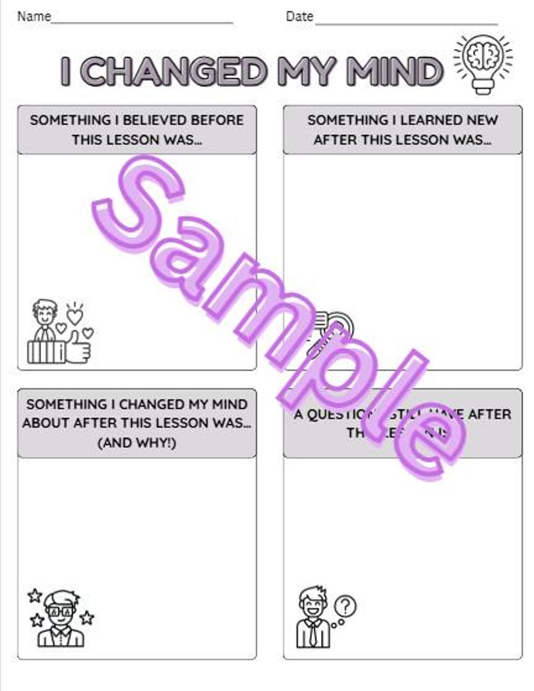 I Changed My Mind - Reflection Worksheet for Critical Thinking - Etsy
