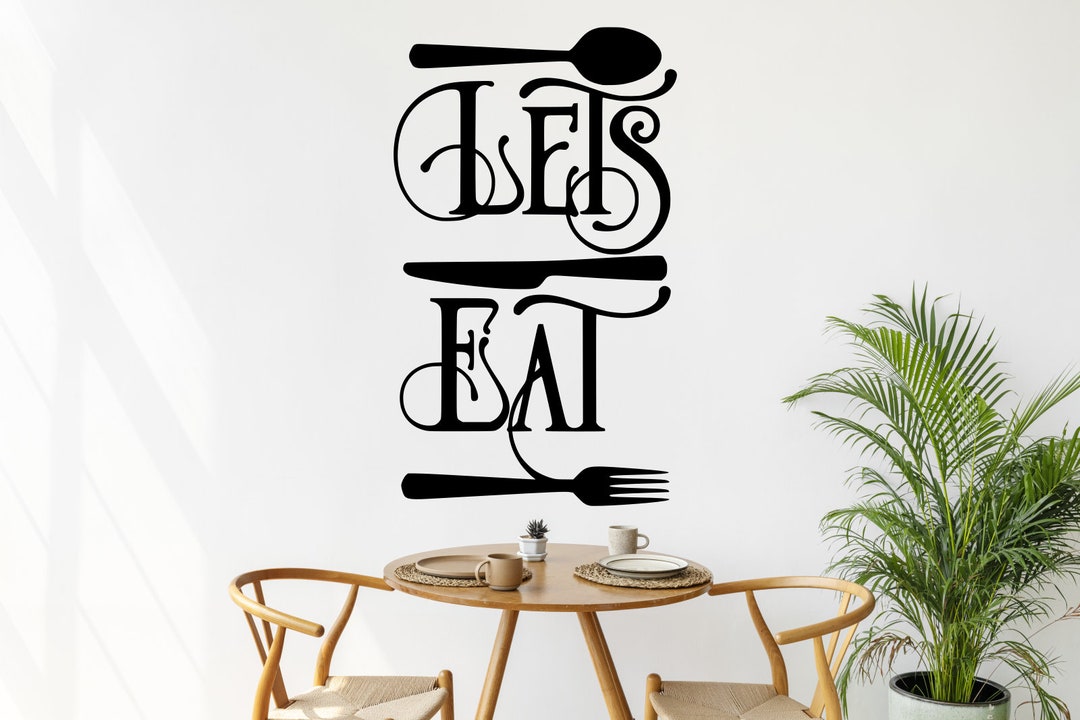 Lets Eat Sticker Wall Kitchen Decor Cutlery Dining Room Decals DIY ...