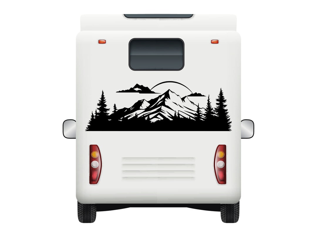 Camper Decal Van Mountain Sun Forest Motorhome Caravan Car Vinyl ...
