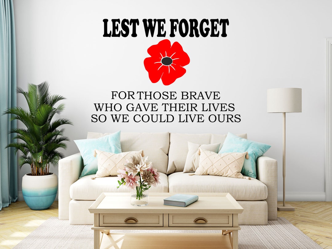 Poppy Sticker Remembrance Day Window Lest We Forget Decal Wall Vinyl ...