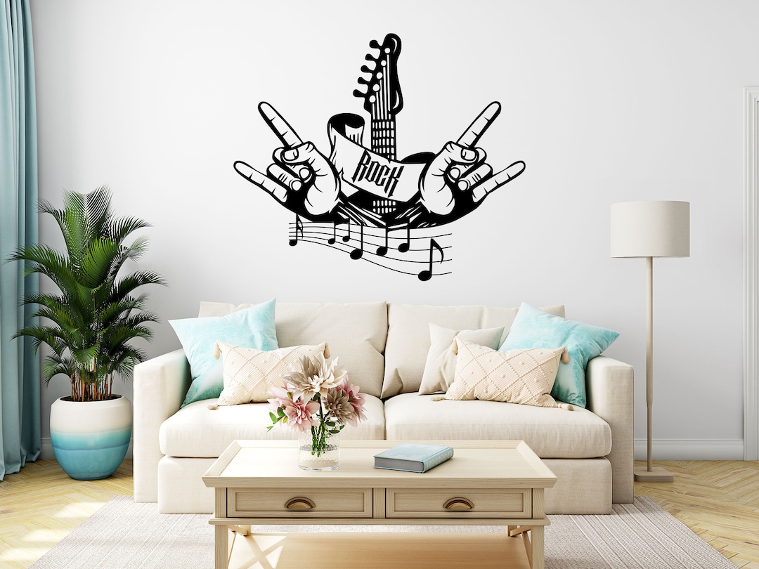 Rock Sticker Wall Guitar Vinyl Rock and Roll Music Shop Home ...