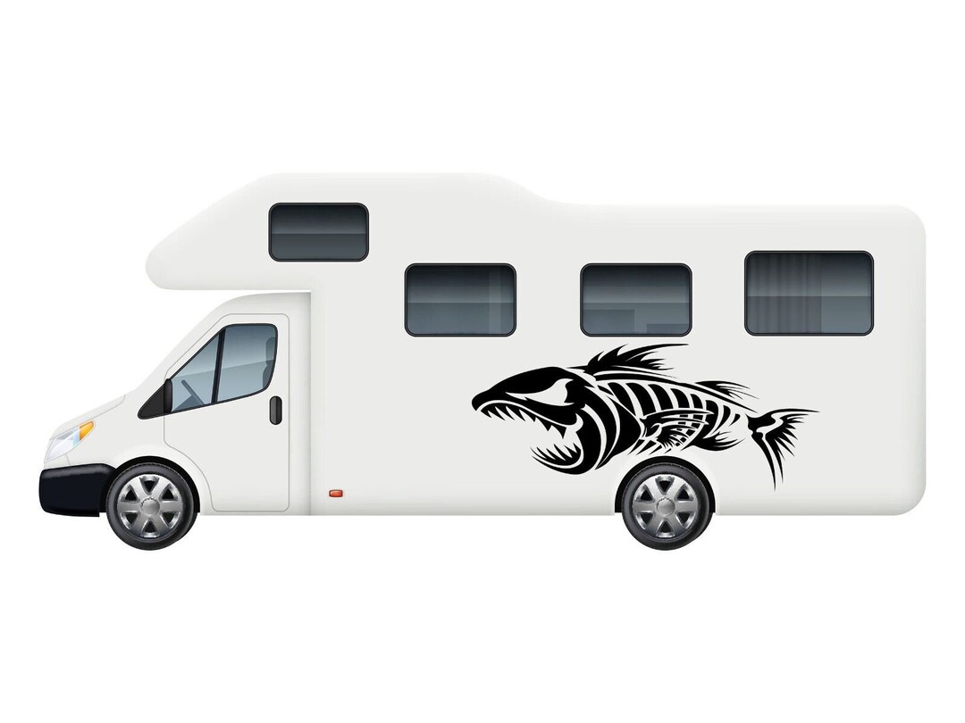 Camper Van Fish Bone Skeleton Motorhome Caravan Sticker Camping Vinyl ...