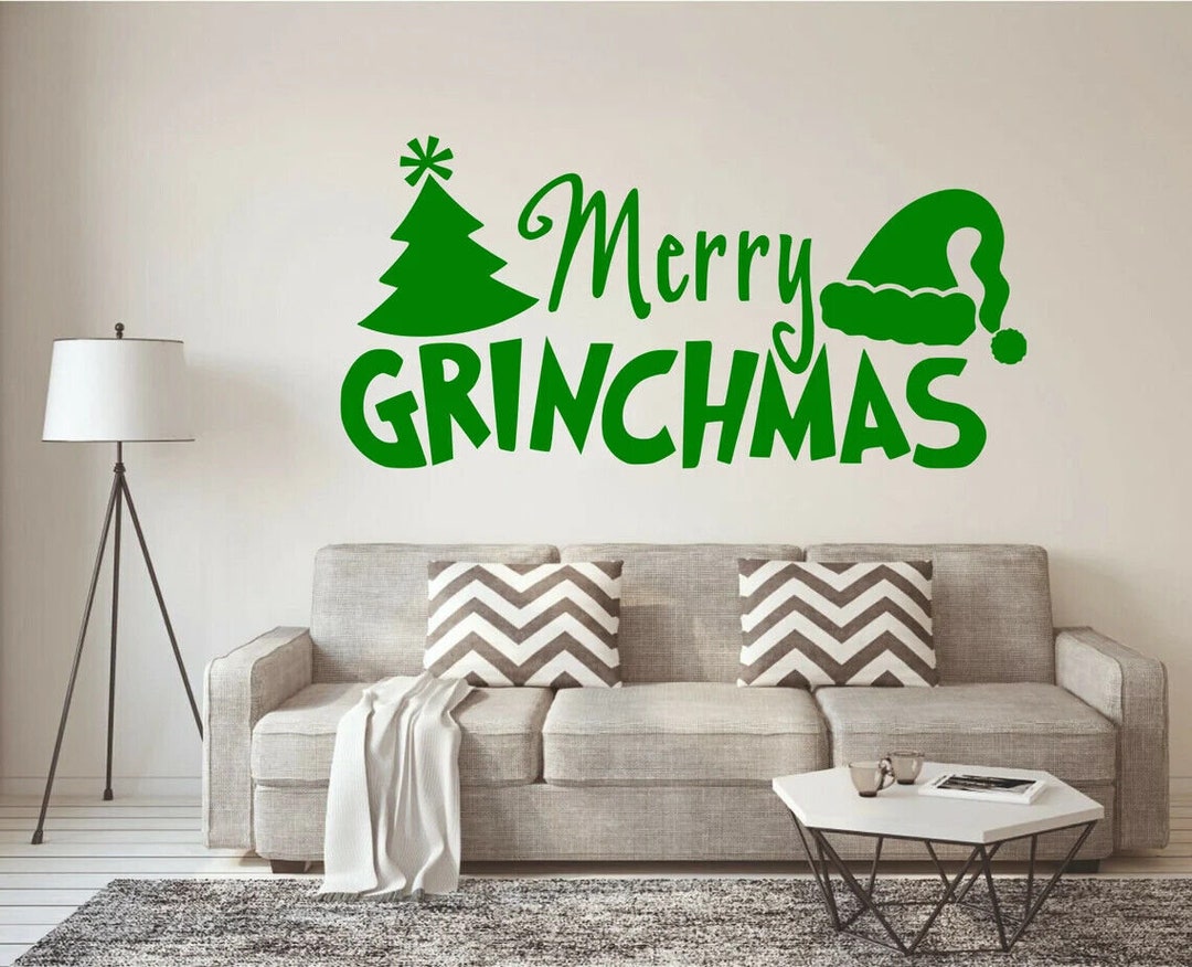 Merry Grinchmas Christmas Grinch Santa Tree Window Vinyl Decal Sticker ...
