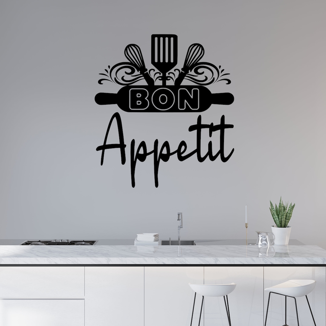 Bon Appetit Sticker Wall Cutlery Home Decal Vinyl Kitchen Quotes ...