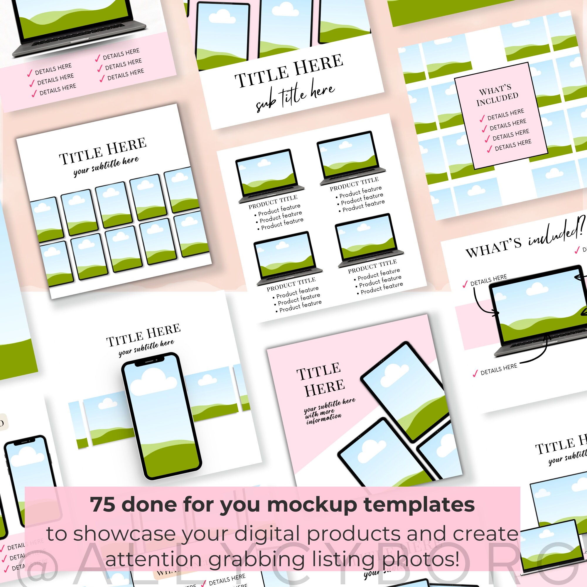 75 Digital Product Mockup Templates W/ Private Label Rights PLR ...