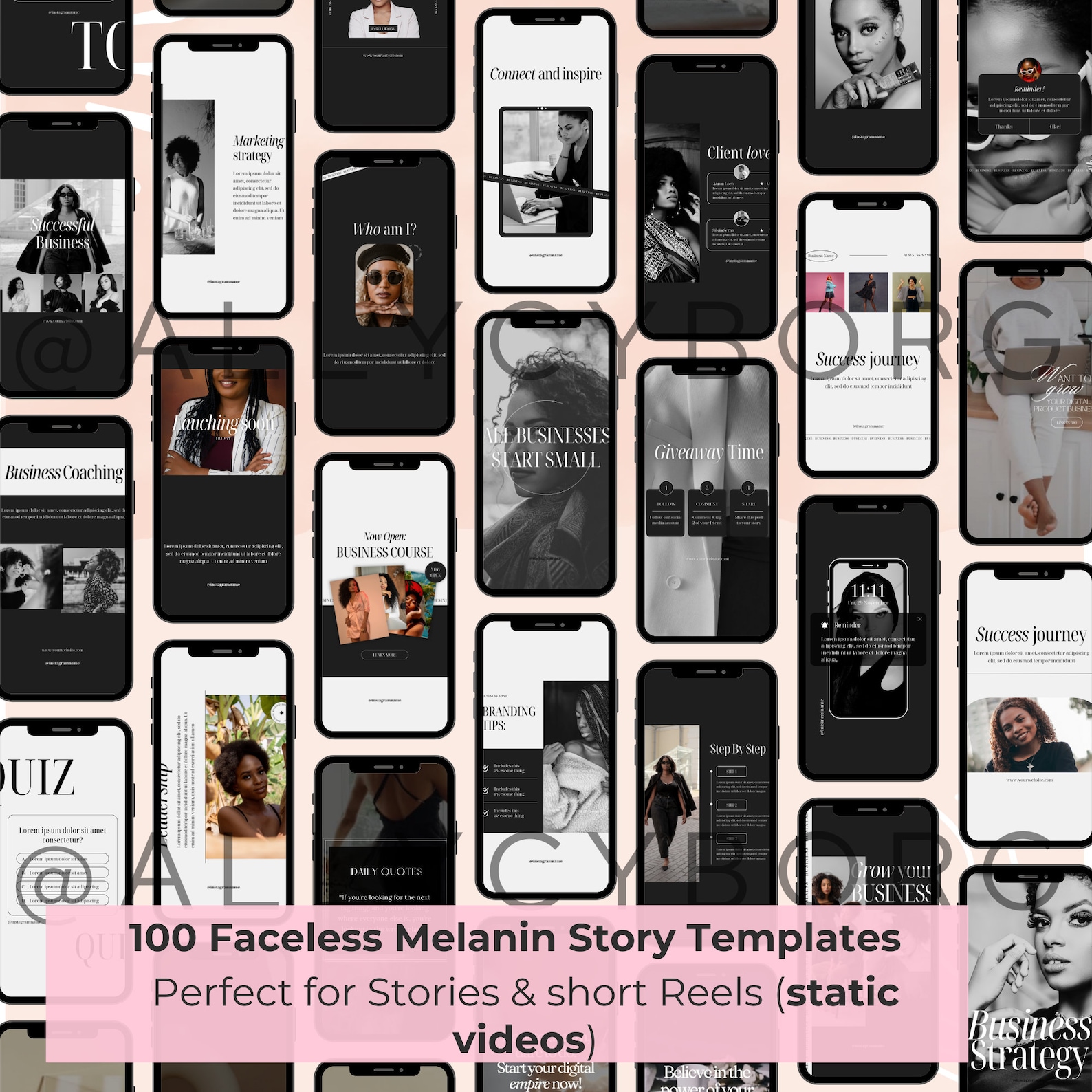 100 Faceless Melanin Social Media Stock Videos W/ Done for You Content Master Resell Rights MRR ...