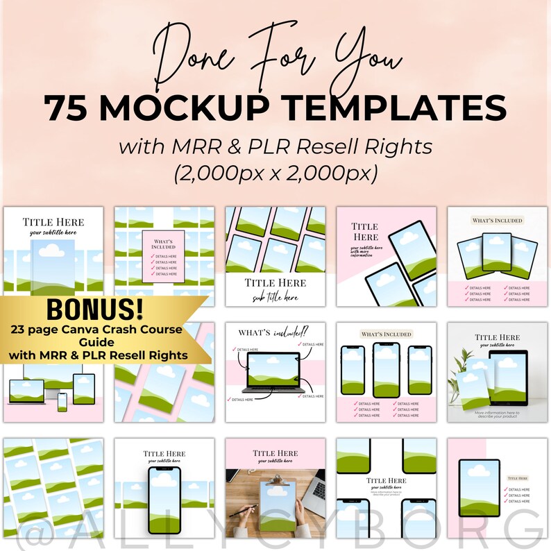 75 Digital Product Mockup Templates W/ Private Label Rights PLR ...