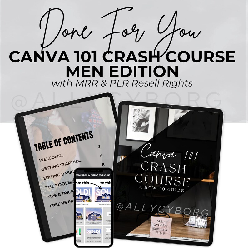 MEN'S Canva 101 How to Guide Canva Crash Course With Master Resell Rights MRR & Private Label ...