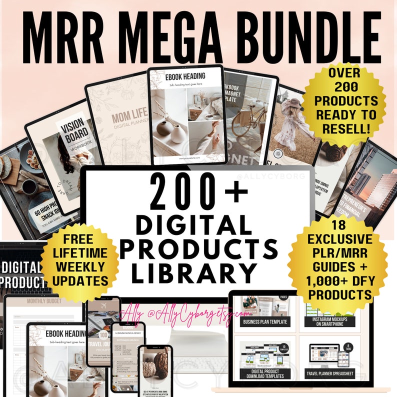 MEGA MRR Bundle 200 Digital Products to Sell on Etsy Master Resell Rights PLR Digital Products ...