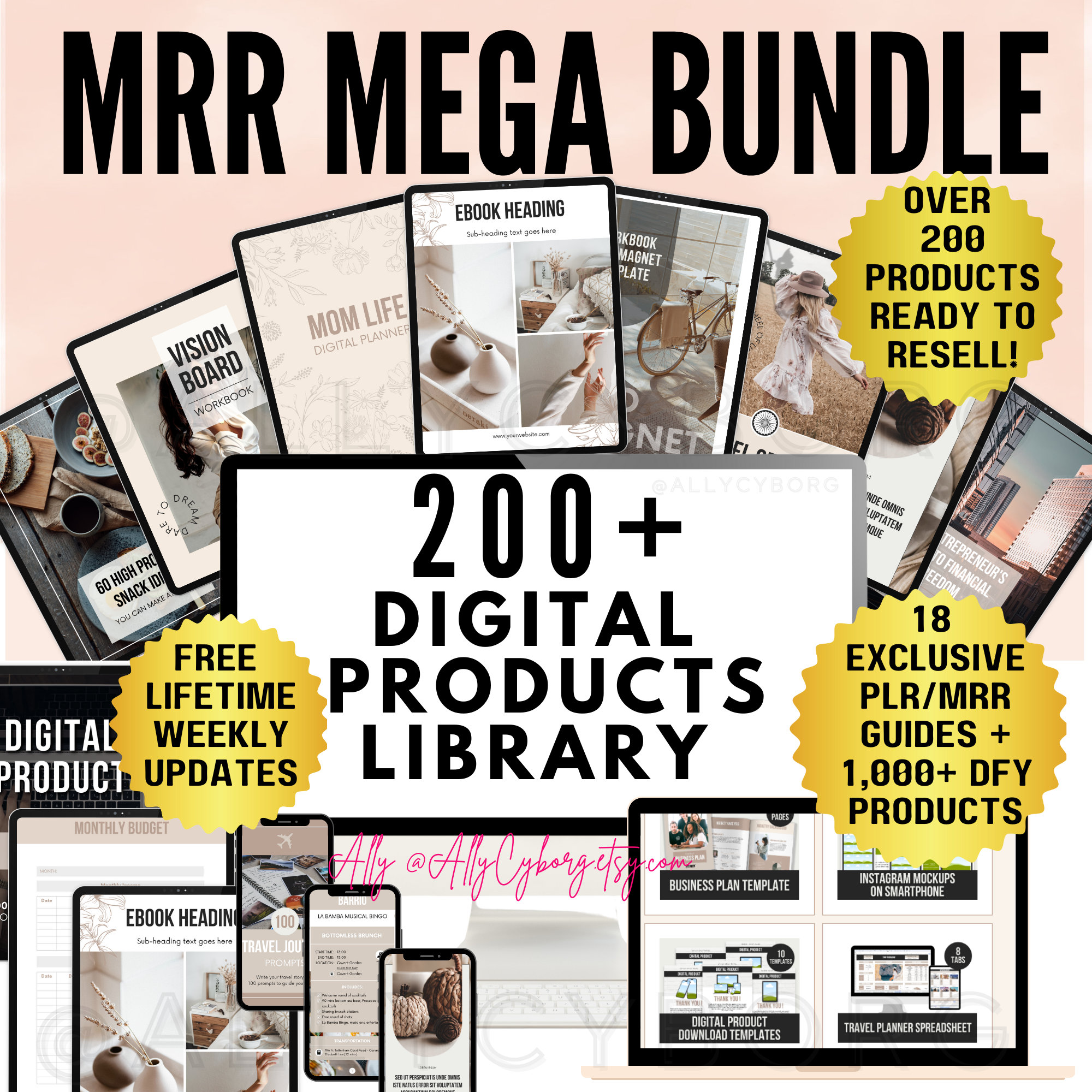 MEGA MRR Bundle 200+ Digital Products to Sell on Etsy Master Resell ...