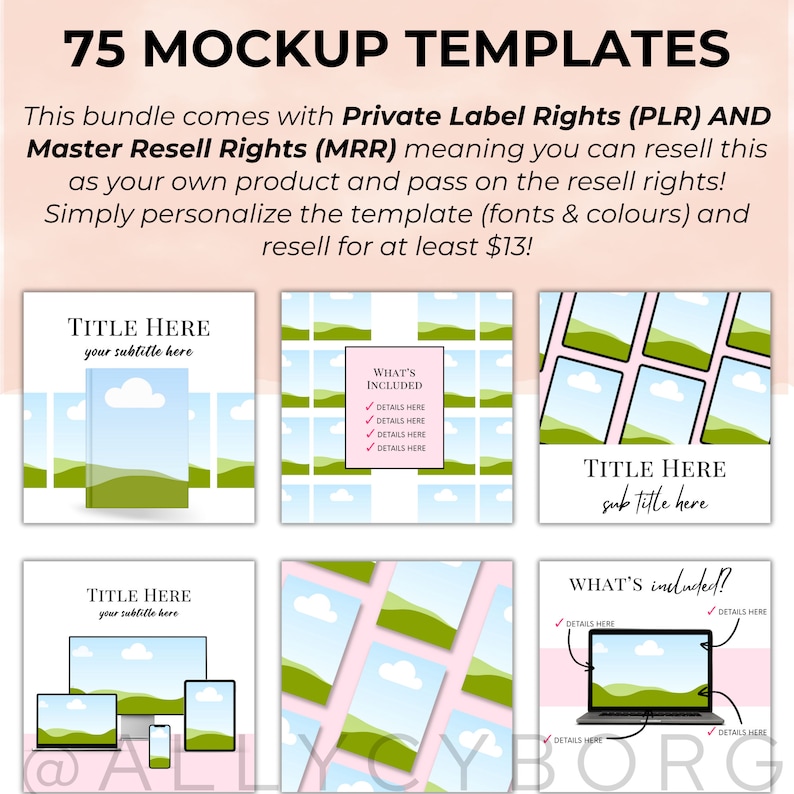 75 Digital Product Mockup Templates W/ Private Label Rights PLR ...