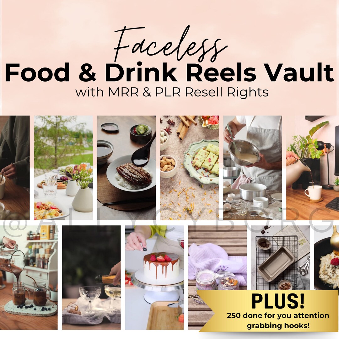 Faceless Reels Food + Drink Vault W/ Master Resell Rights MRR & Private ...