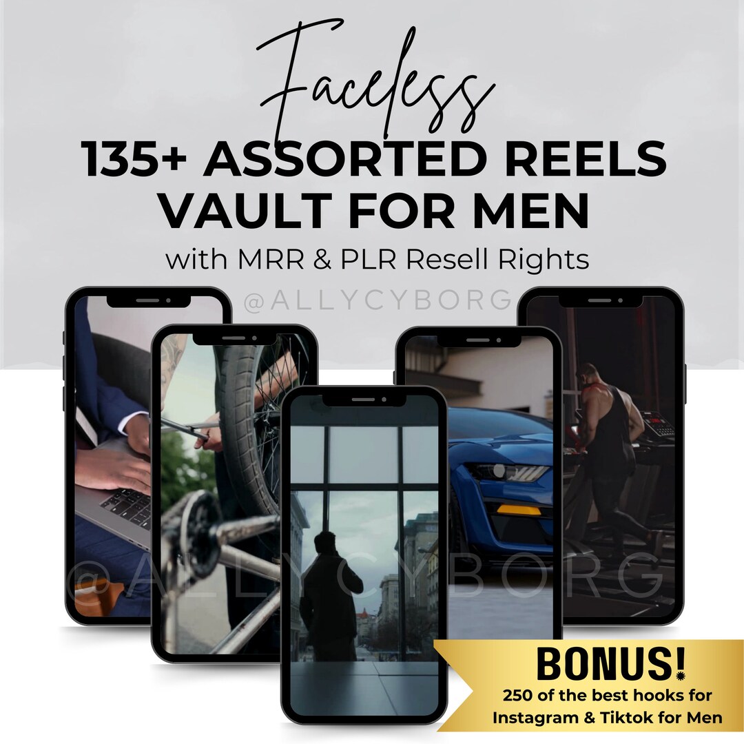 135+ MENS Assorted Faceless Reels Library Master Resell Rights MRR PLR ...
