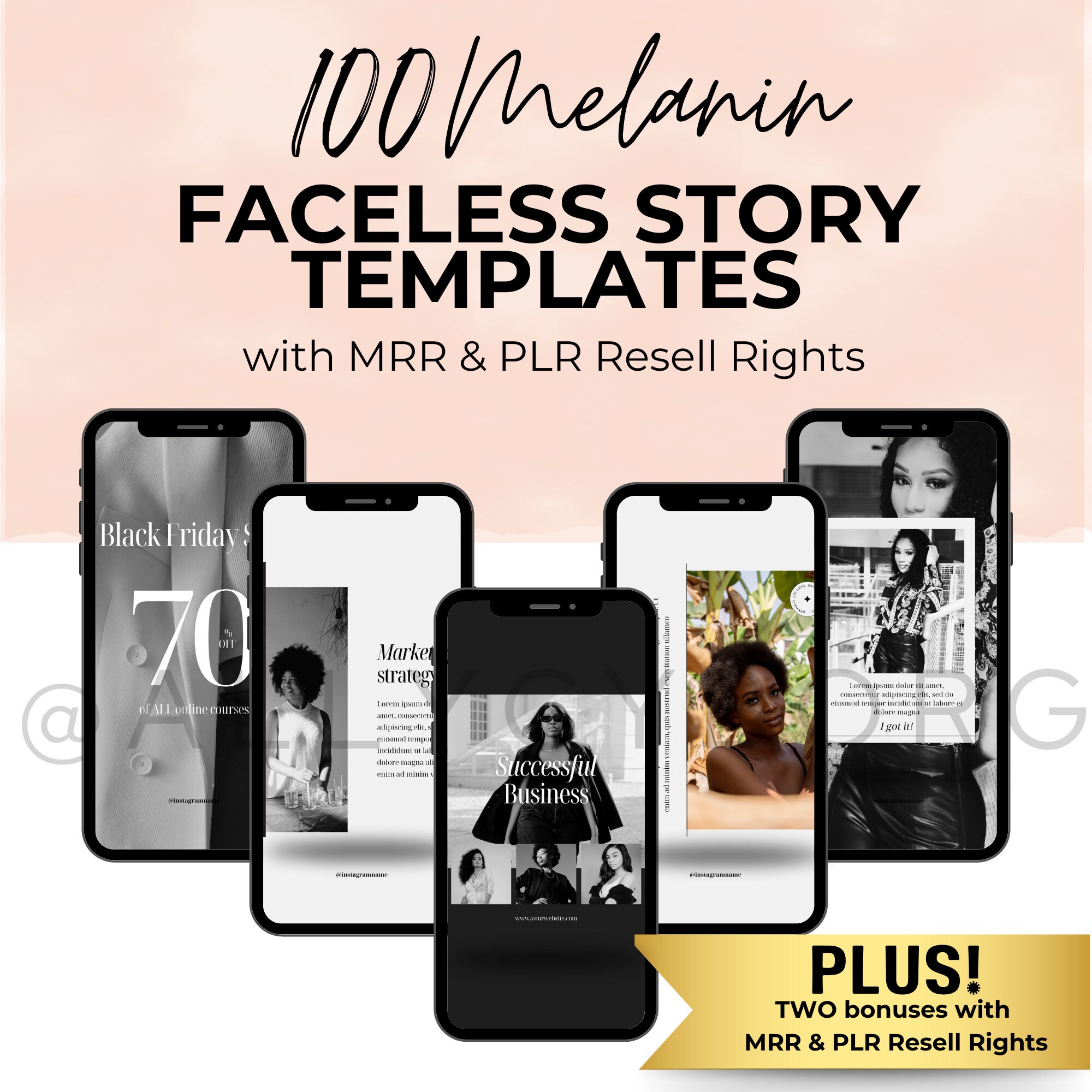 100 Faceless Melanin Social Media Stock Videos W/ Done for You Content Master Resell Rights MRR ...