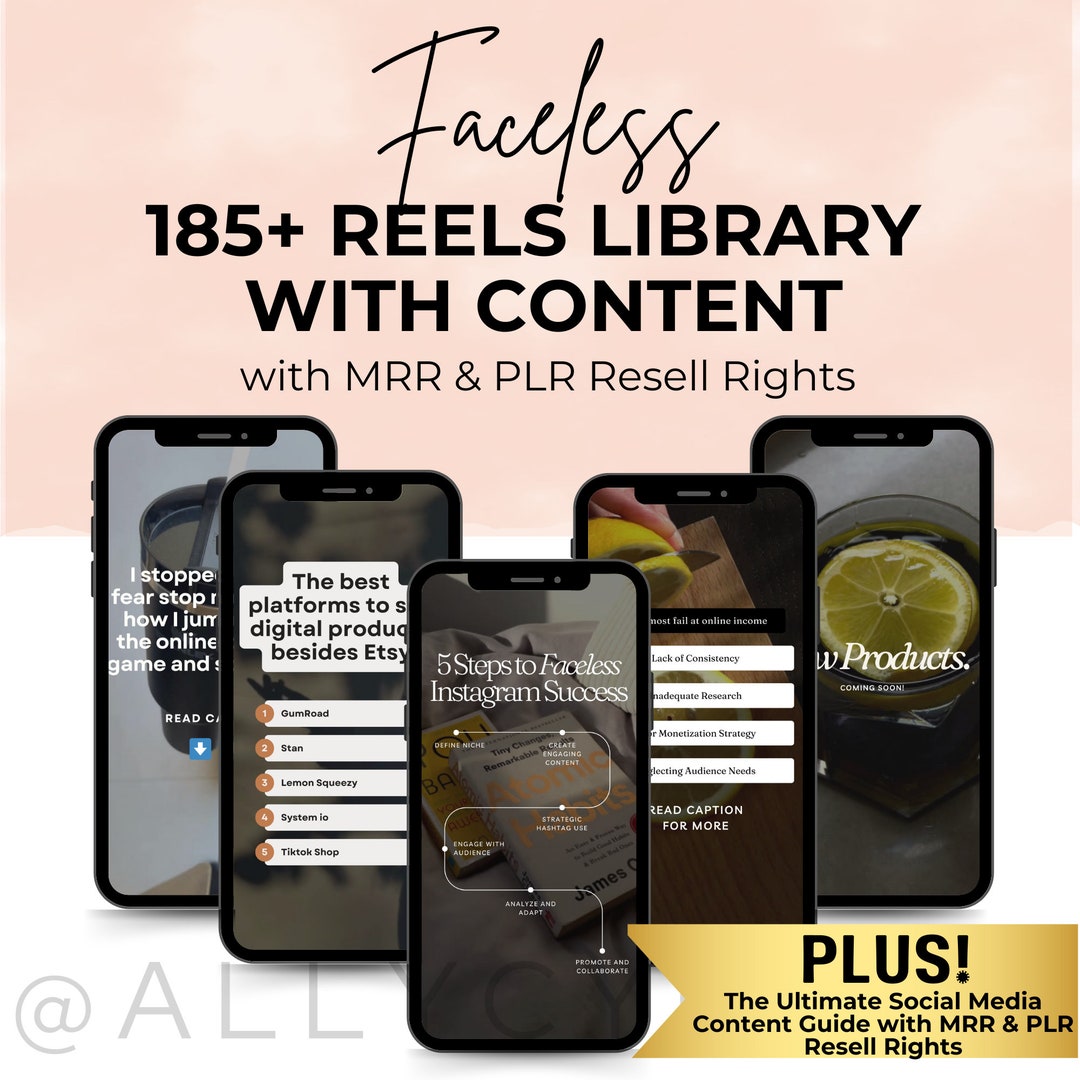 185 Faceless Reels Master Resell Rights MRR PLR Done for You Aesthetic ...