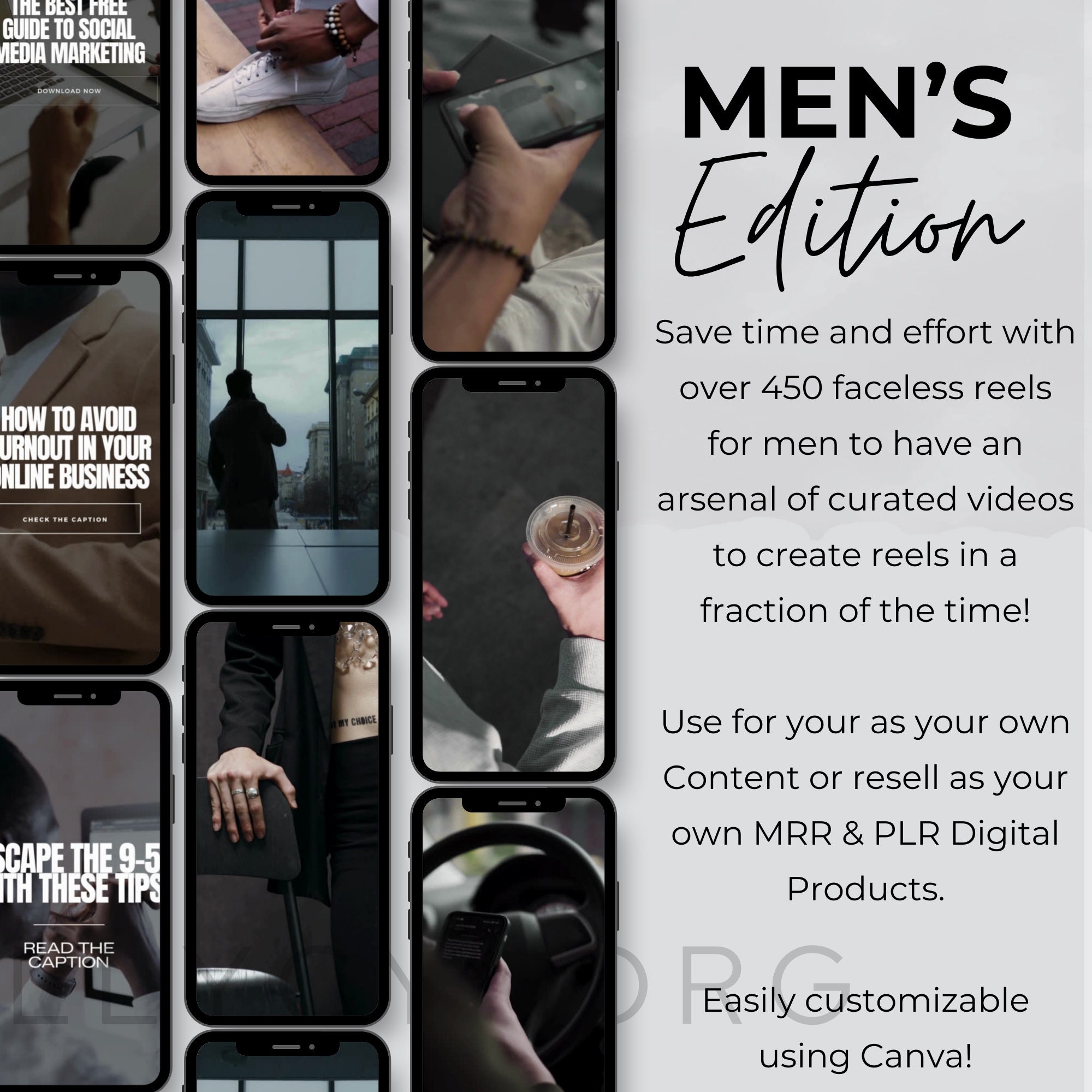 450 Aesthetic Faceless Men Video Reels Boss Master Resell Rights MRR ...