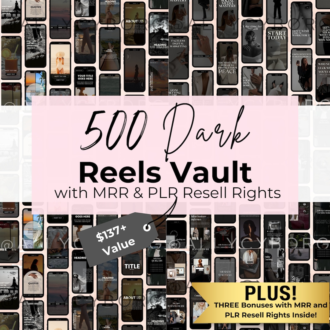 500 Dark Aesthetic Video Reels Boss Babe Story Master Resell Rights MRR ...
