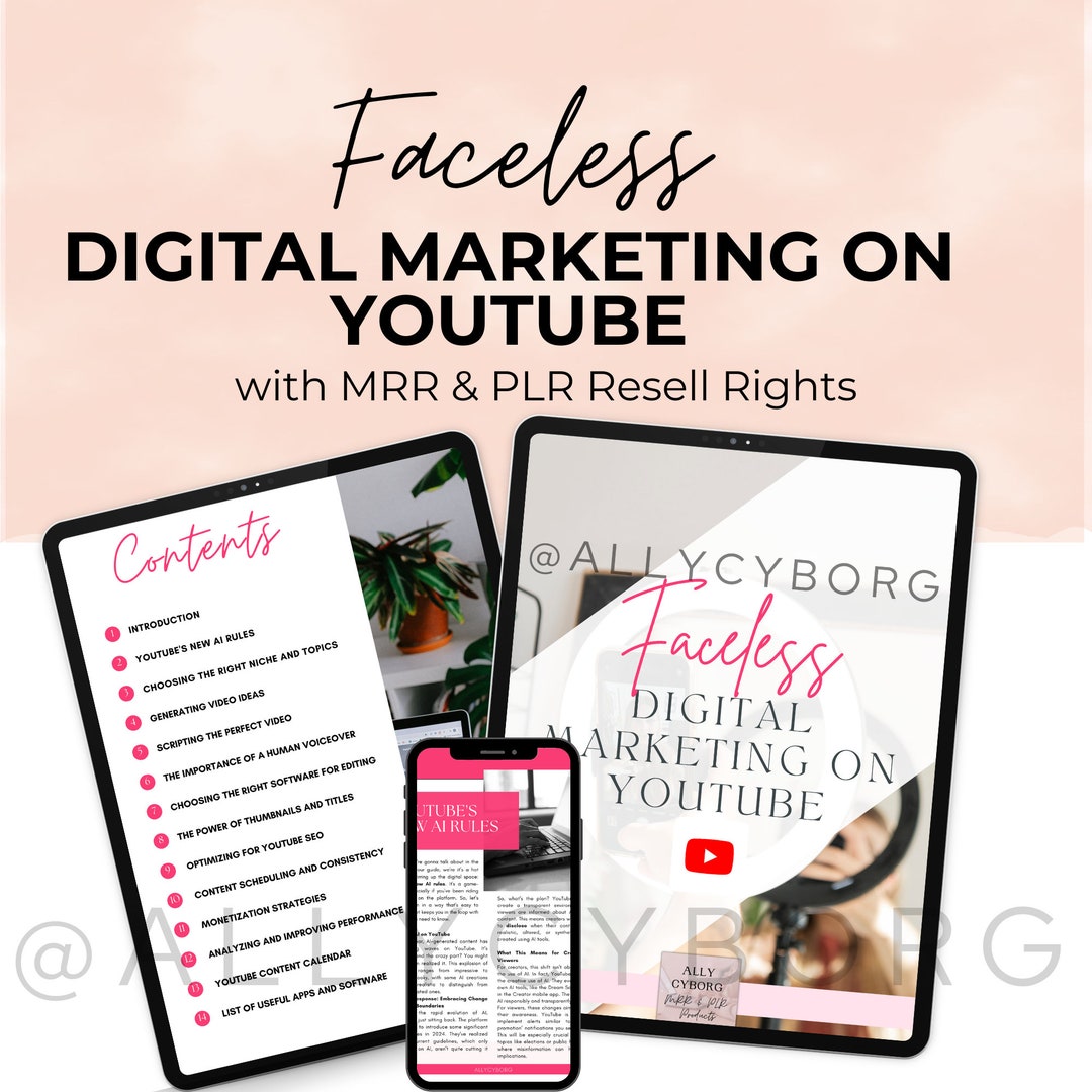 FACELESS Youtube Digital Marketing Guide With Master Resell Rights MRR ...