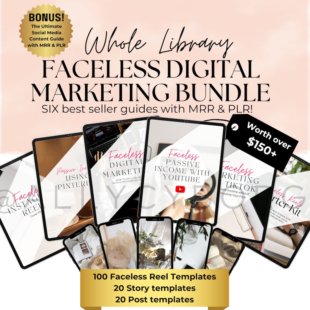 Done for You FACELESS Digital Marketing Guide Bundle With Master Resell Rights Private Label ...