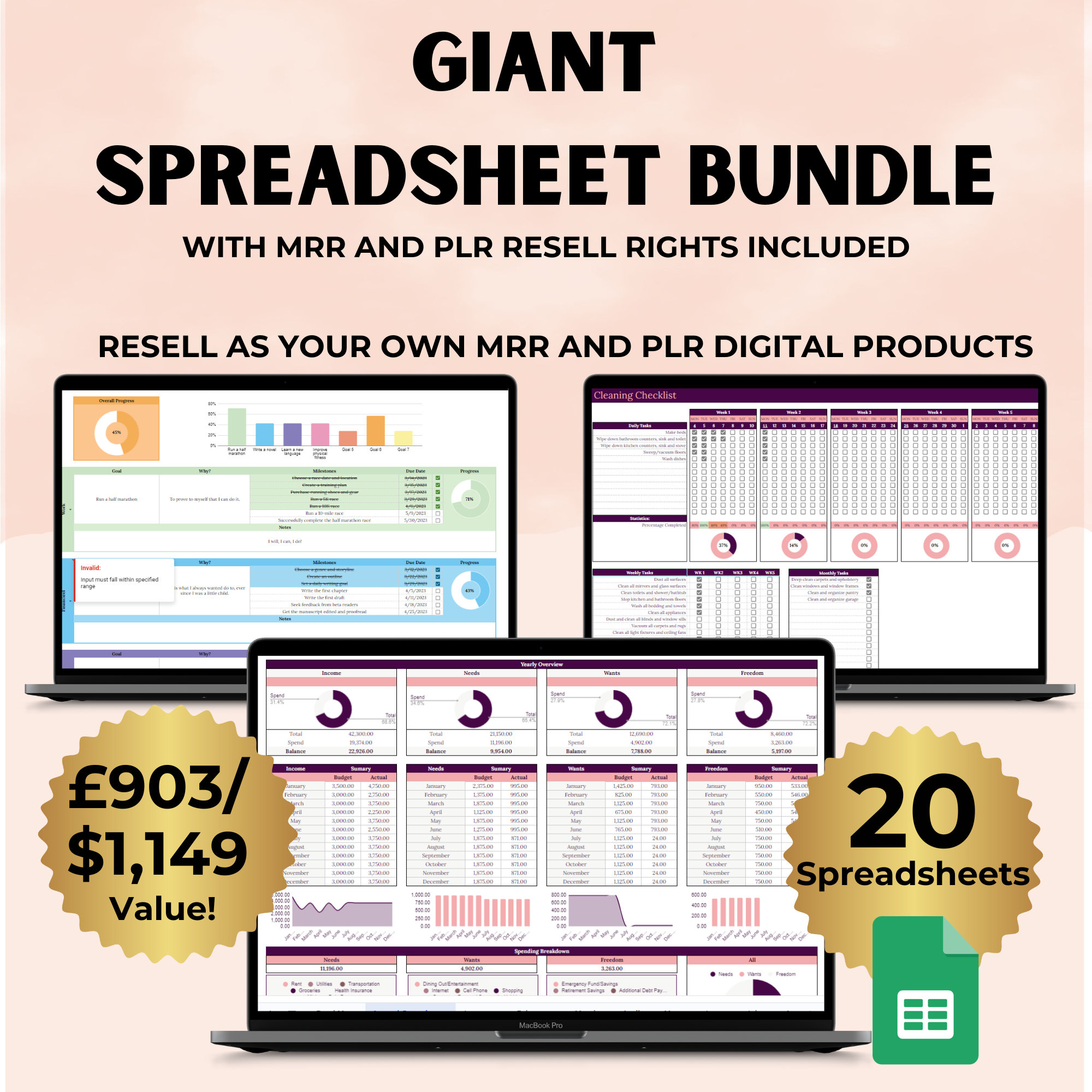 PLR & MRR Spreadsheets Bundle for Google Sheets Master Resell Right ...