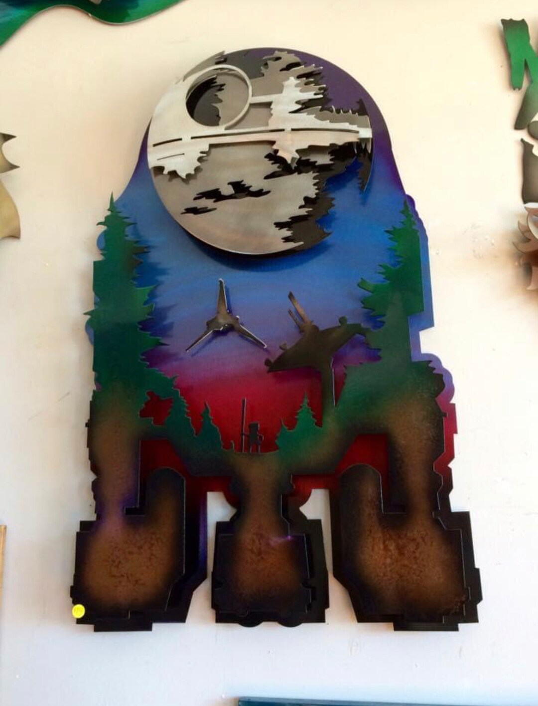 DXF File R2 Shaped Moon of Endor Metal Art Scene - Etsy