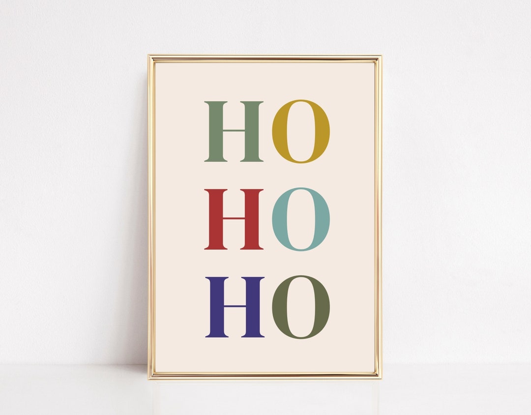 Colorful Christmas Ho Ho Ho | Minimal Modern Holiday Decor | Digital ...