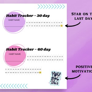 Habit Tracker | 30, 60, 90 Day | Goal Tracker | Printable - Etsy